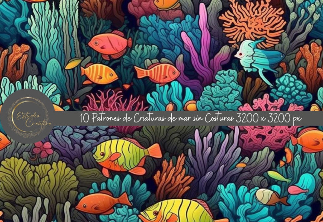 Patterns of Colored Sea Animals Digital Art Banner Vinyl - Etsy