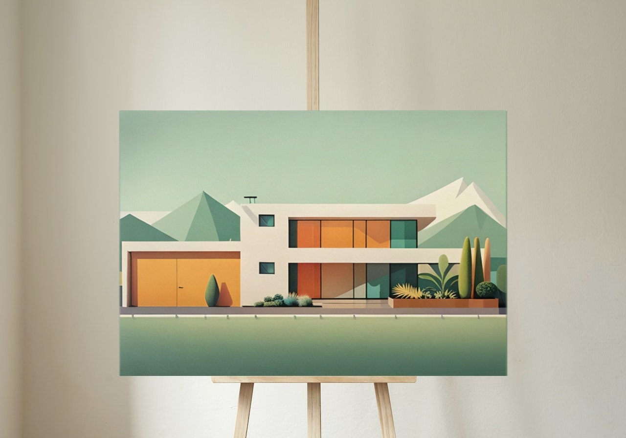 Modern Luxury Mansion Wall Art Print Poster Architecture - Etsy