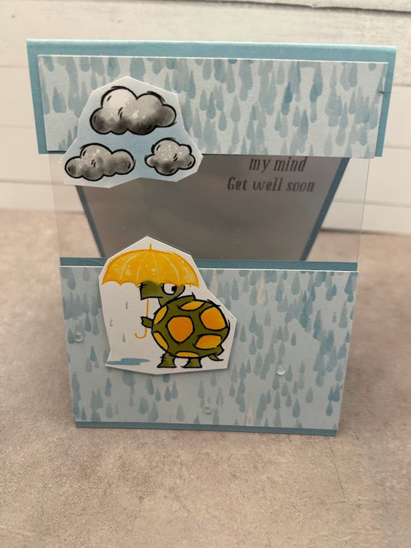 Handmade Get Well Card: Turtle With Umbrella - Etsy