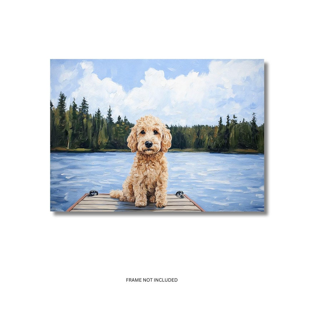 Goldendoodle Dog Painting Poster Print on Premium Matte Paper, Dog Wall ...
