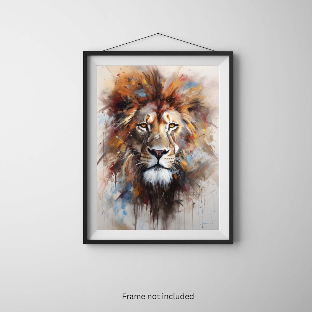 Lion Abstract Wall Art, Lion Abstract Wall Decor, Lion Printed Art ...