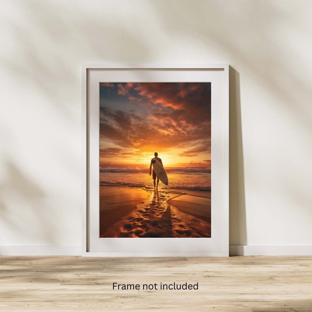 Tropical Beach Sunset Print, Ocean Wall Art (digital Download) - Etsy