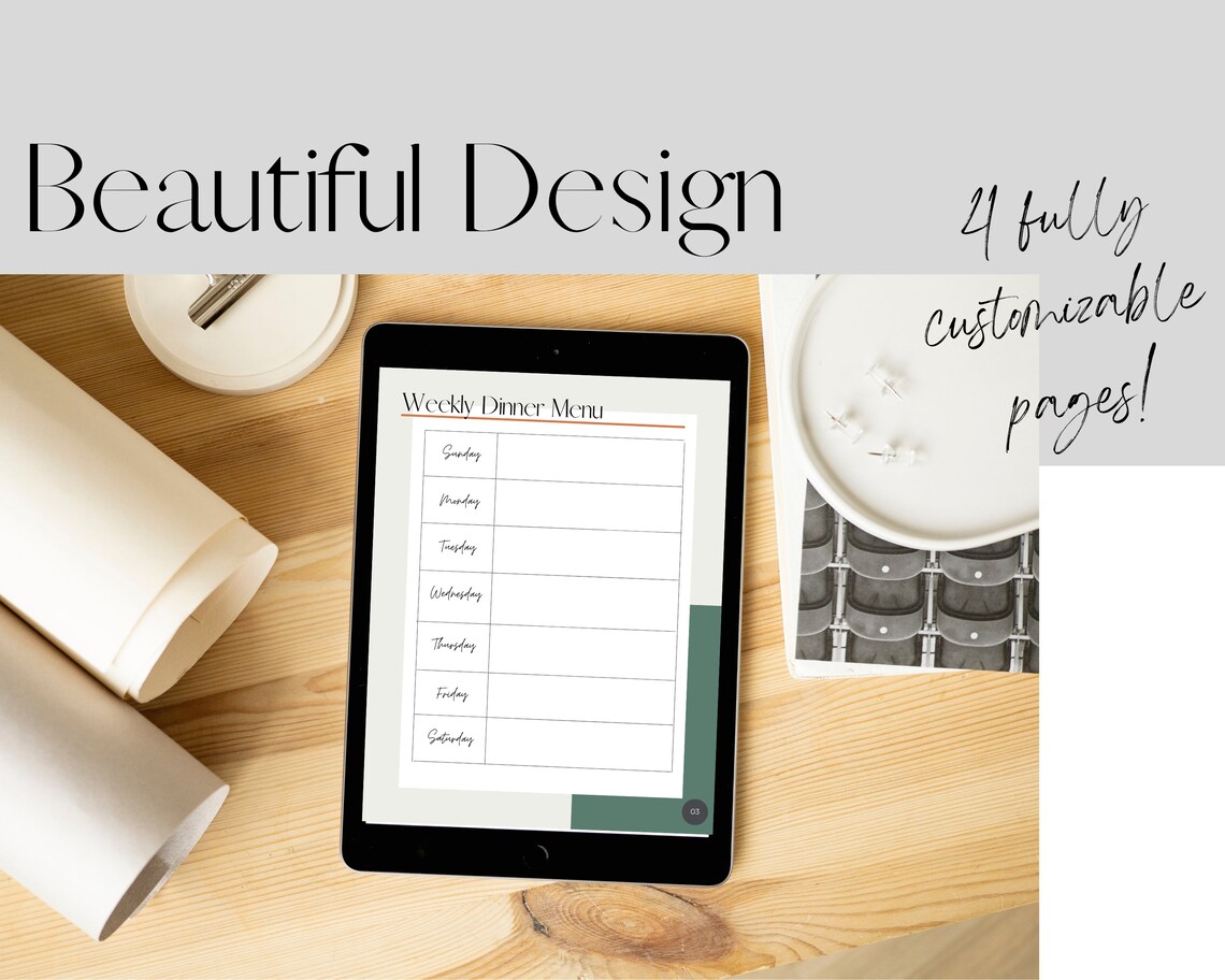 Weekly Menu | Grocery List | Printable Template | Instant Download ...