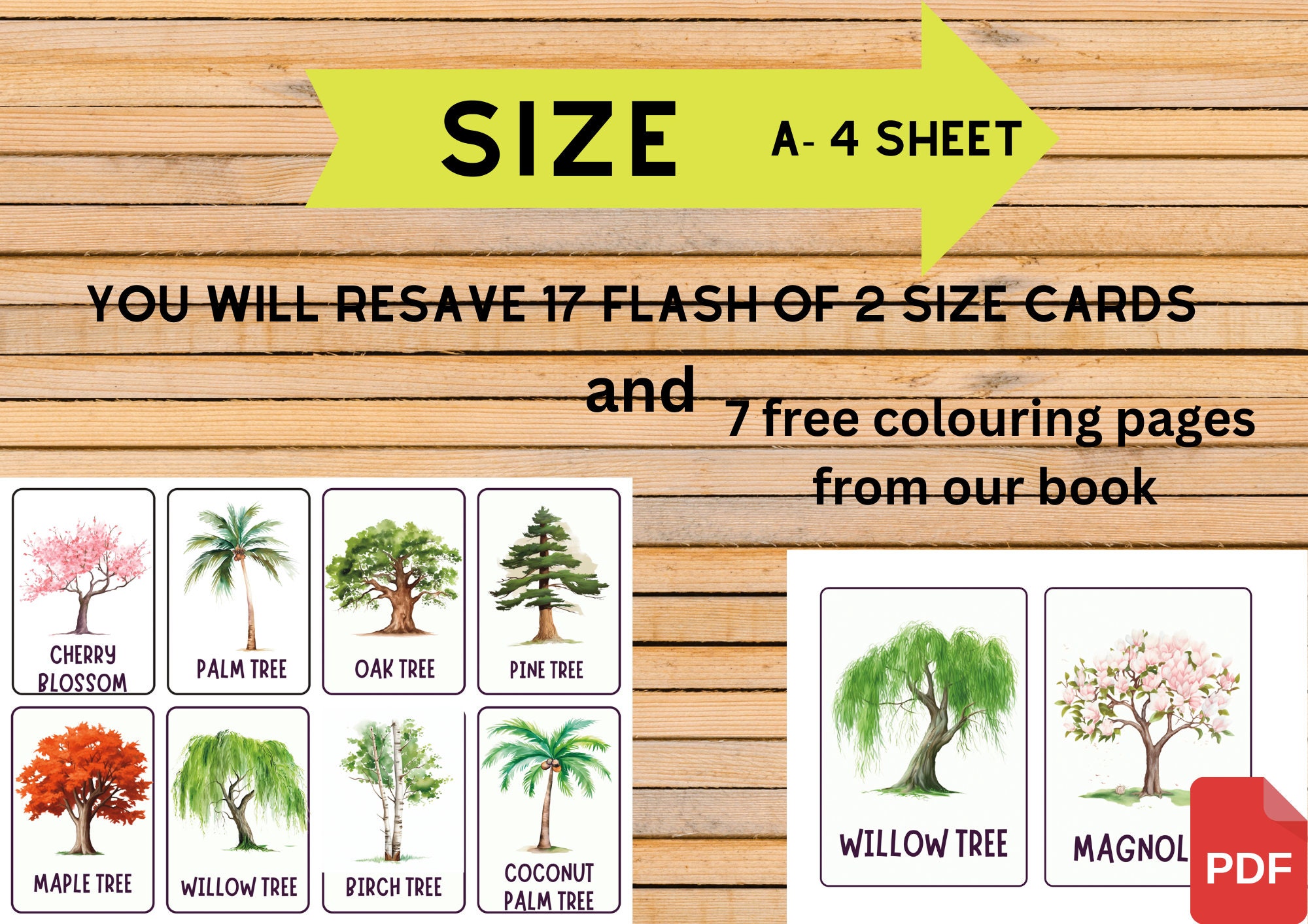 17 Printable Watercolor Tree Flashcards Trees Montessori . - Etsy