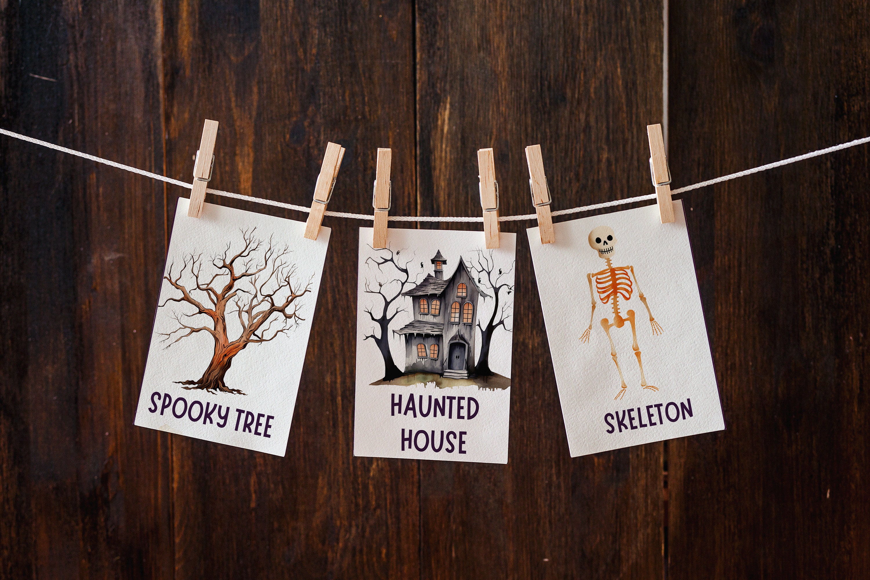 20 Watercolor Halloween Flashcards Ghost Motor Skills - Etsy