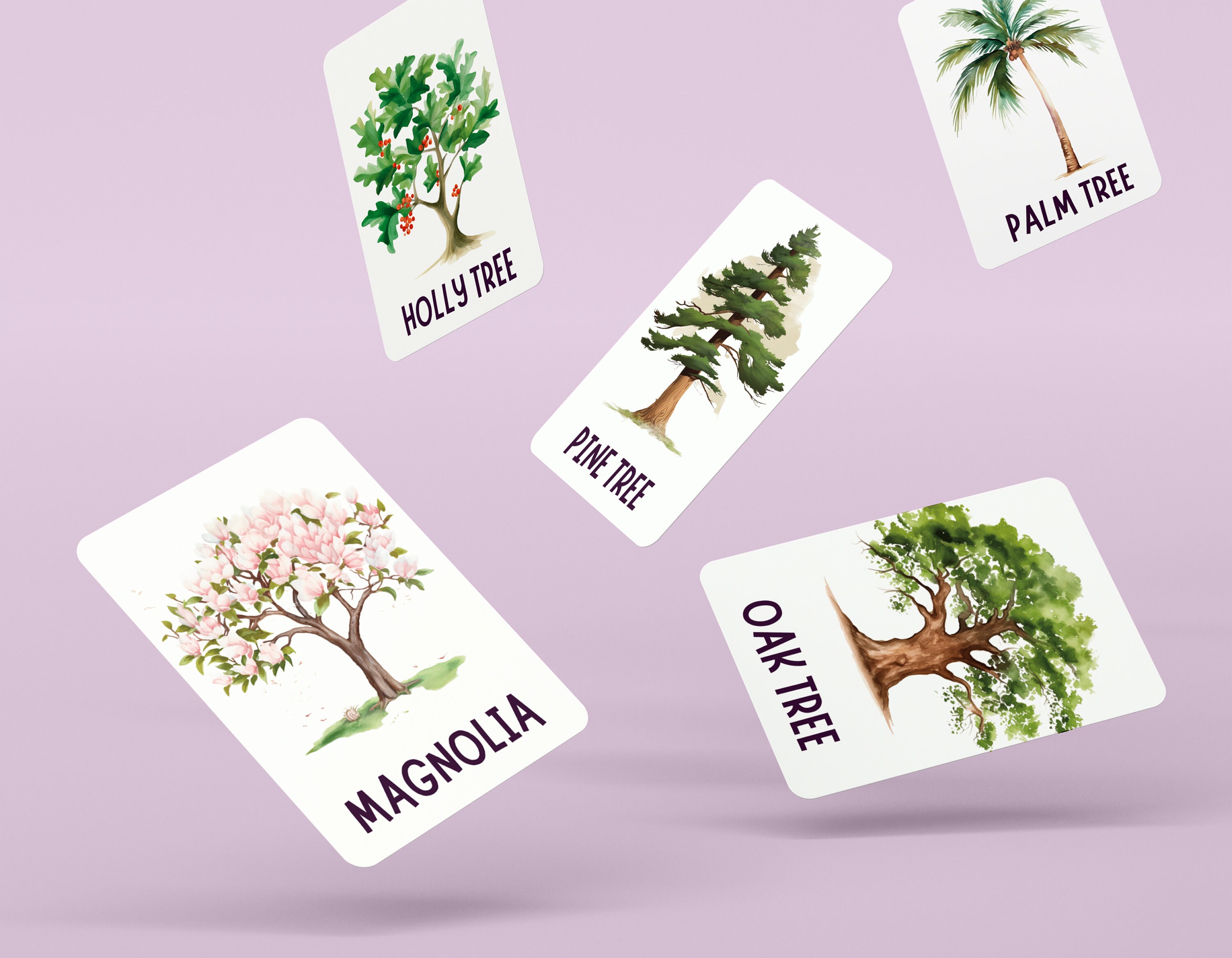 17 Printable Watercolor Tree Flashcards Trees Montessori . - Etsy