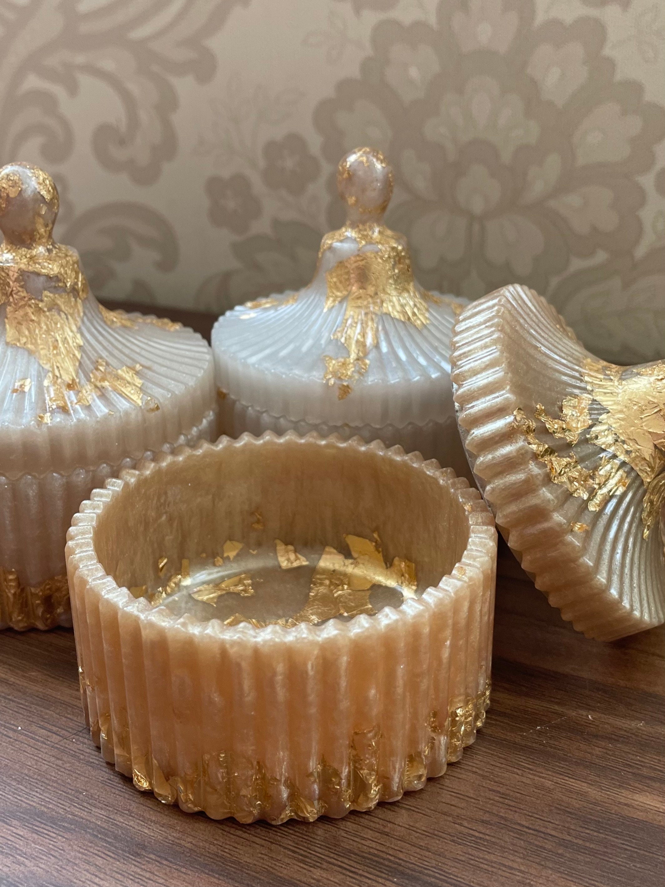 Resin and 18ct Gold Leaf Trinket Boxes - Etsy UK