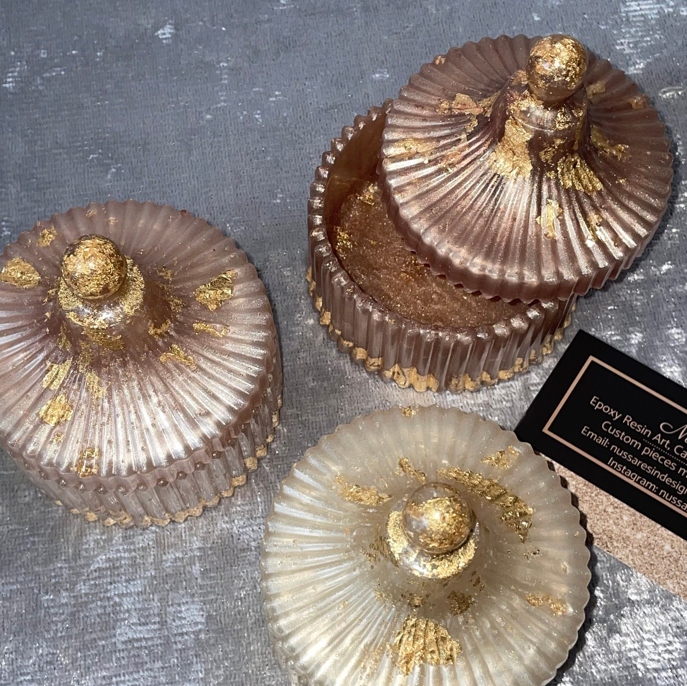 Resin and 18ct Gold Leaf Trinket Boxes - Etsy UK