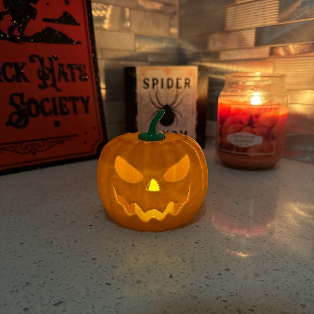 3D Printed Halloween Pumpkin Jack-o-lantern With Tea Light - Etsy