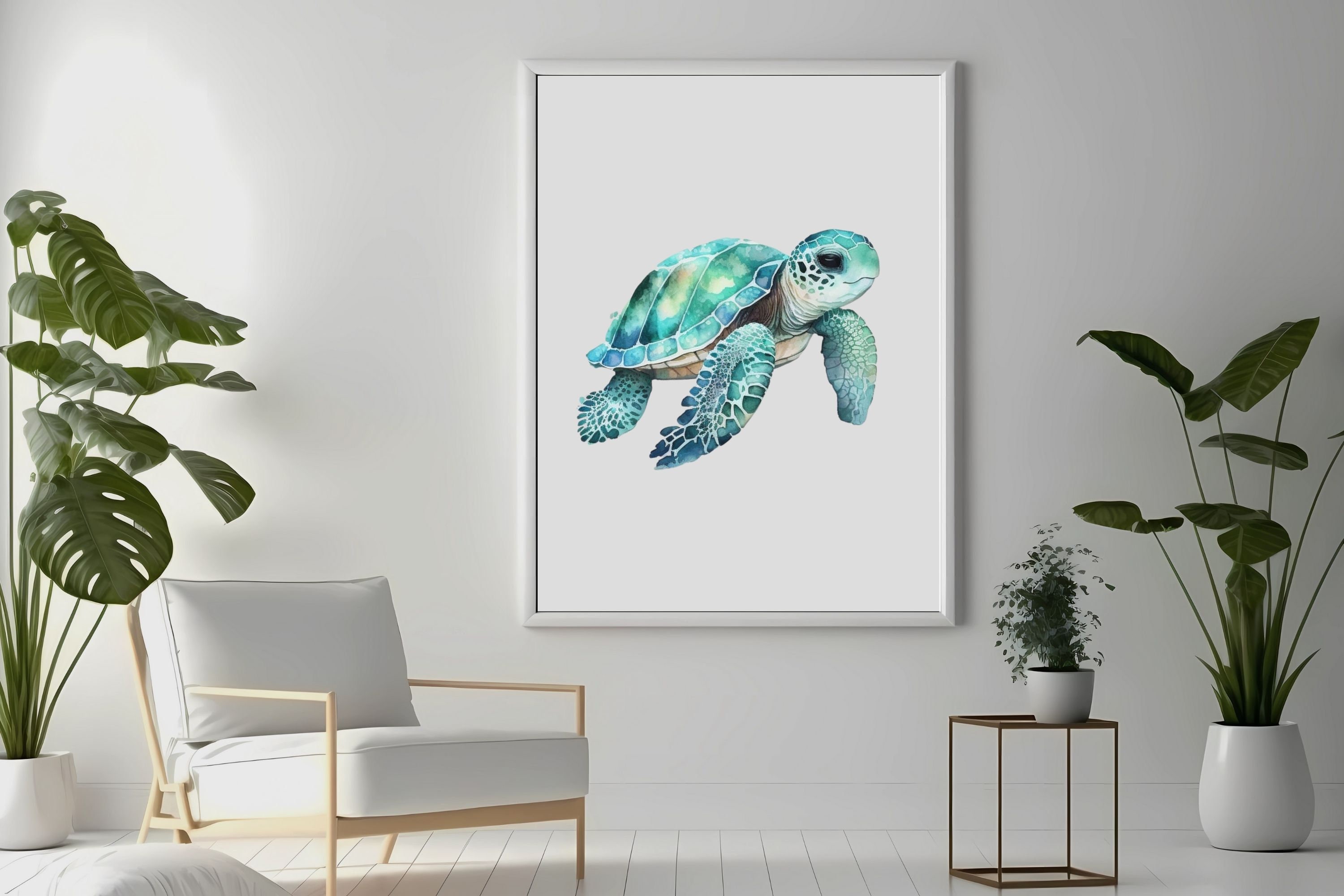 Sea Turtle Watercolor Clipart Bundle, Nautical Ocean Animals PNG for ...