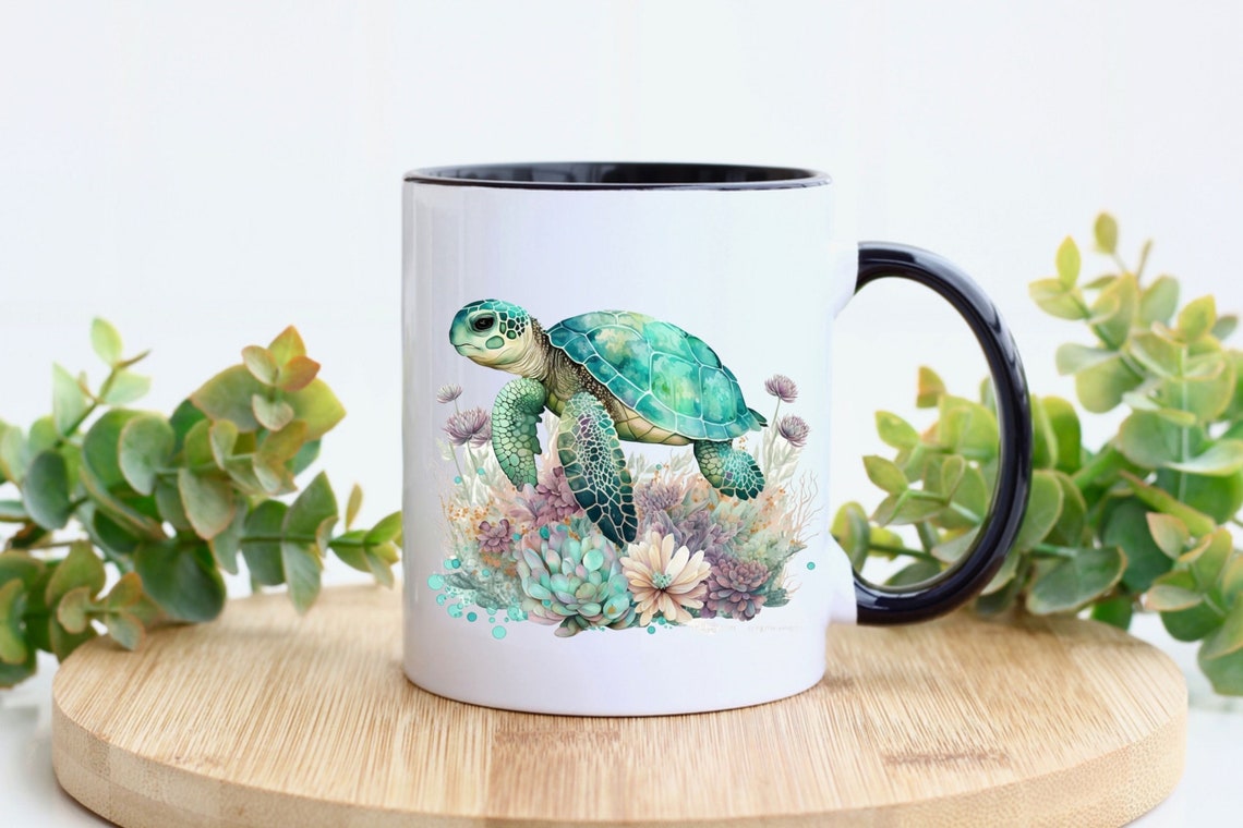 Sea Turtle Watercolor Clipart Bundle, Nautical Ocean Animals PNG for ...