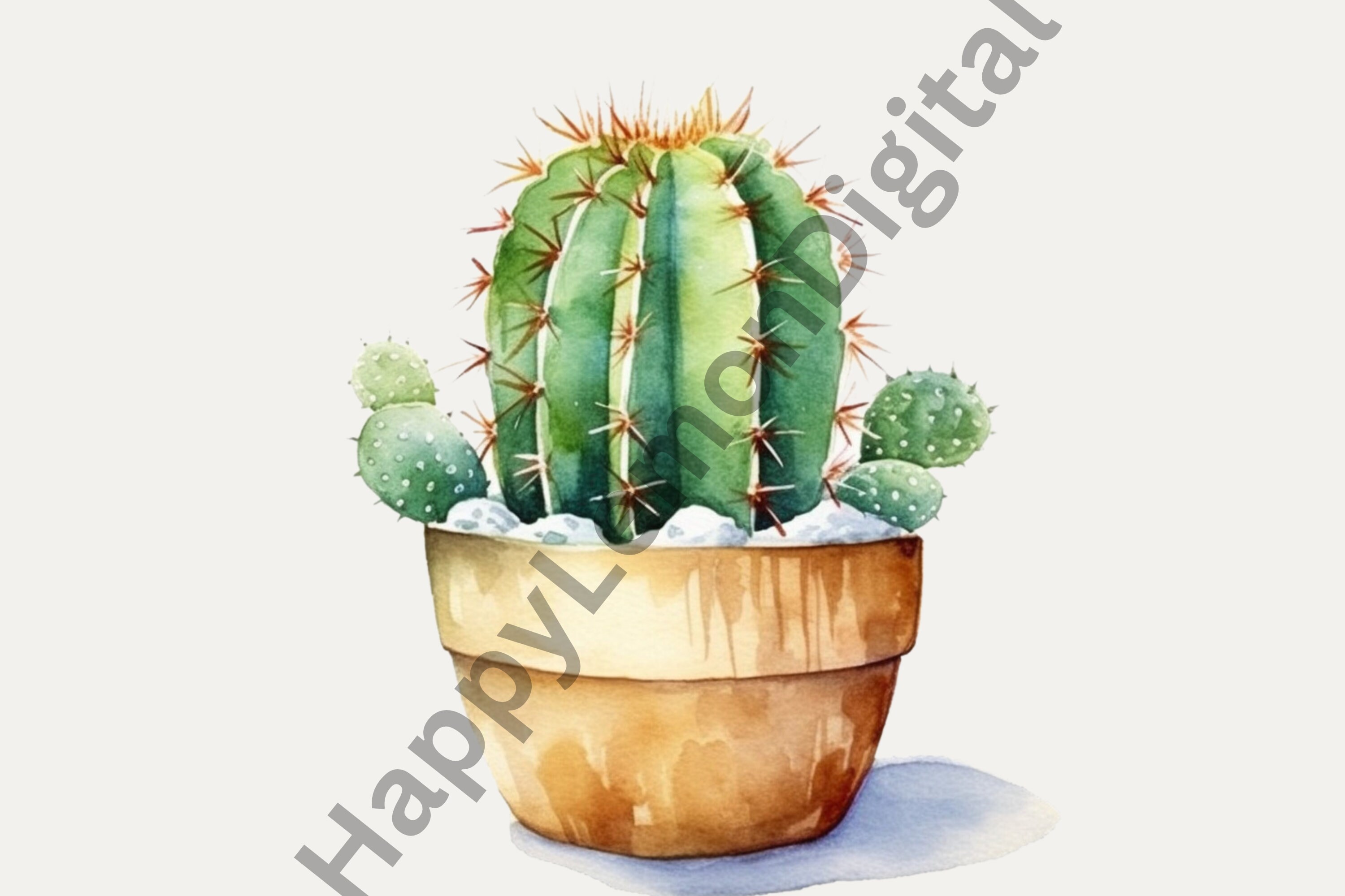 Plant Clipart Watercolor Cactus Indoor Plant Gardening Plant Lover ...