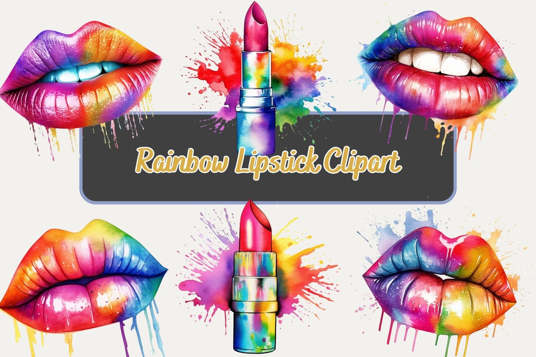 Watercolor LGBTQ+ Clipart Bundle, Rainbow Lips Clip Art Rainbow PNG ...