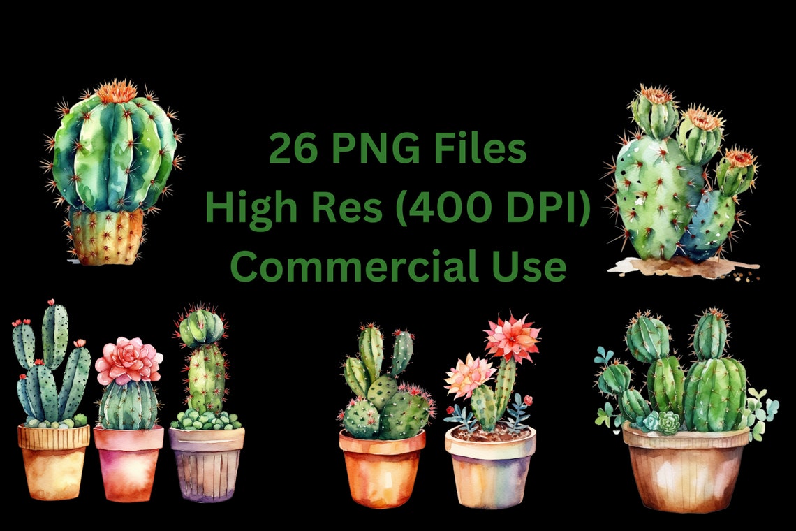 Plant Clipart Watercolor Cactus Indoor Plant Gardening Plant Lover ...