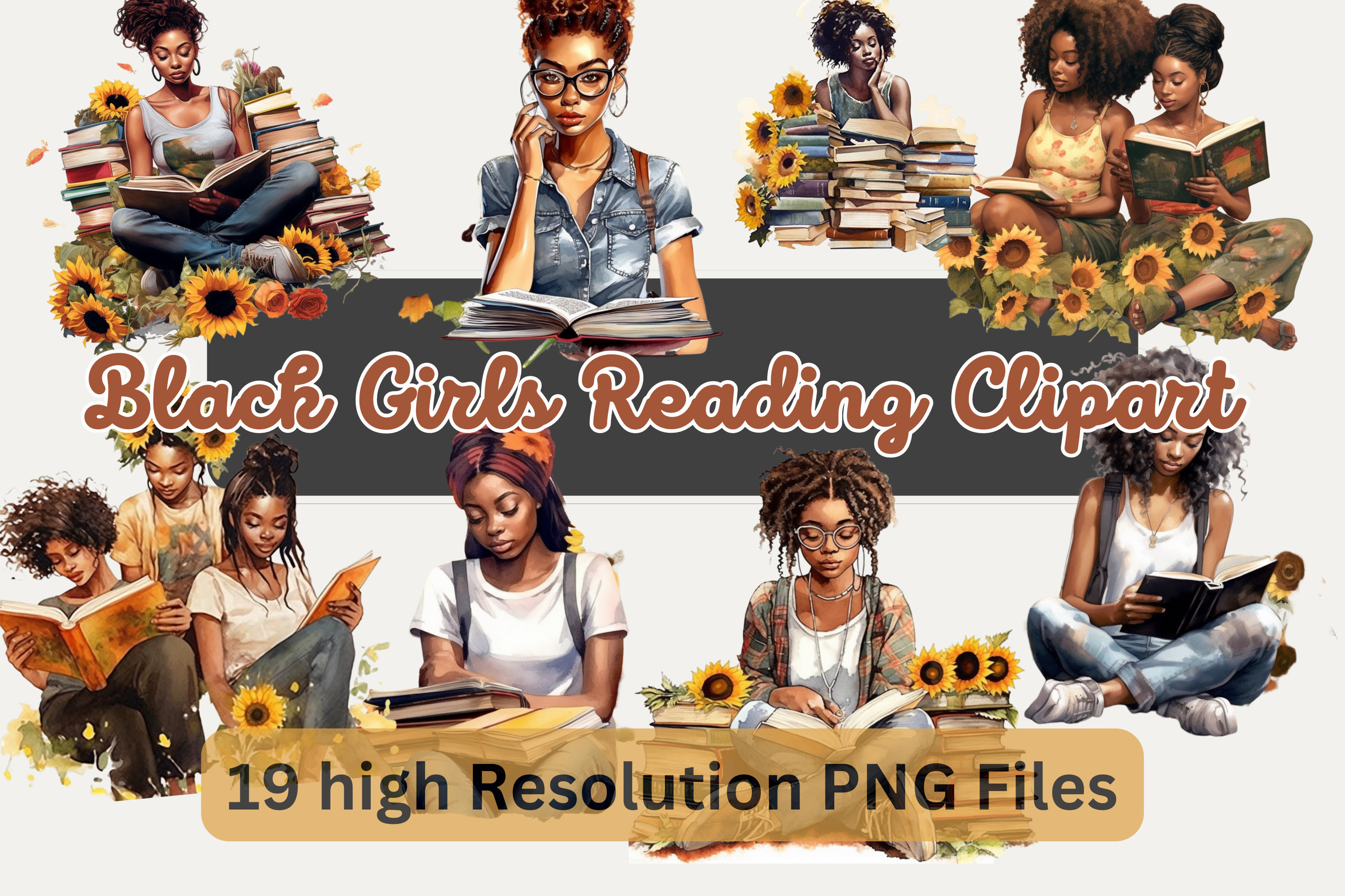 Watercolor Black Girl Reading Clipart Book Lover Art Black - Etsy