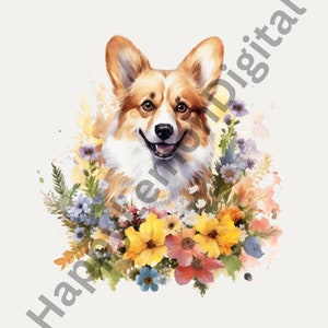 Corgi Clipart PNG Corgi Art Watercolor Dog Portrait Puppy Graphics ...