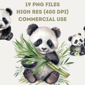 Watercolor Panda Clipart Bundle, Cute Baby Pandas Digital Art for ...