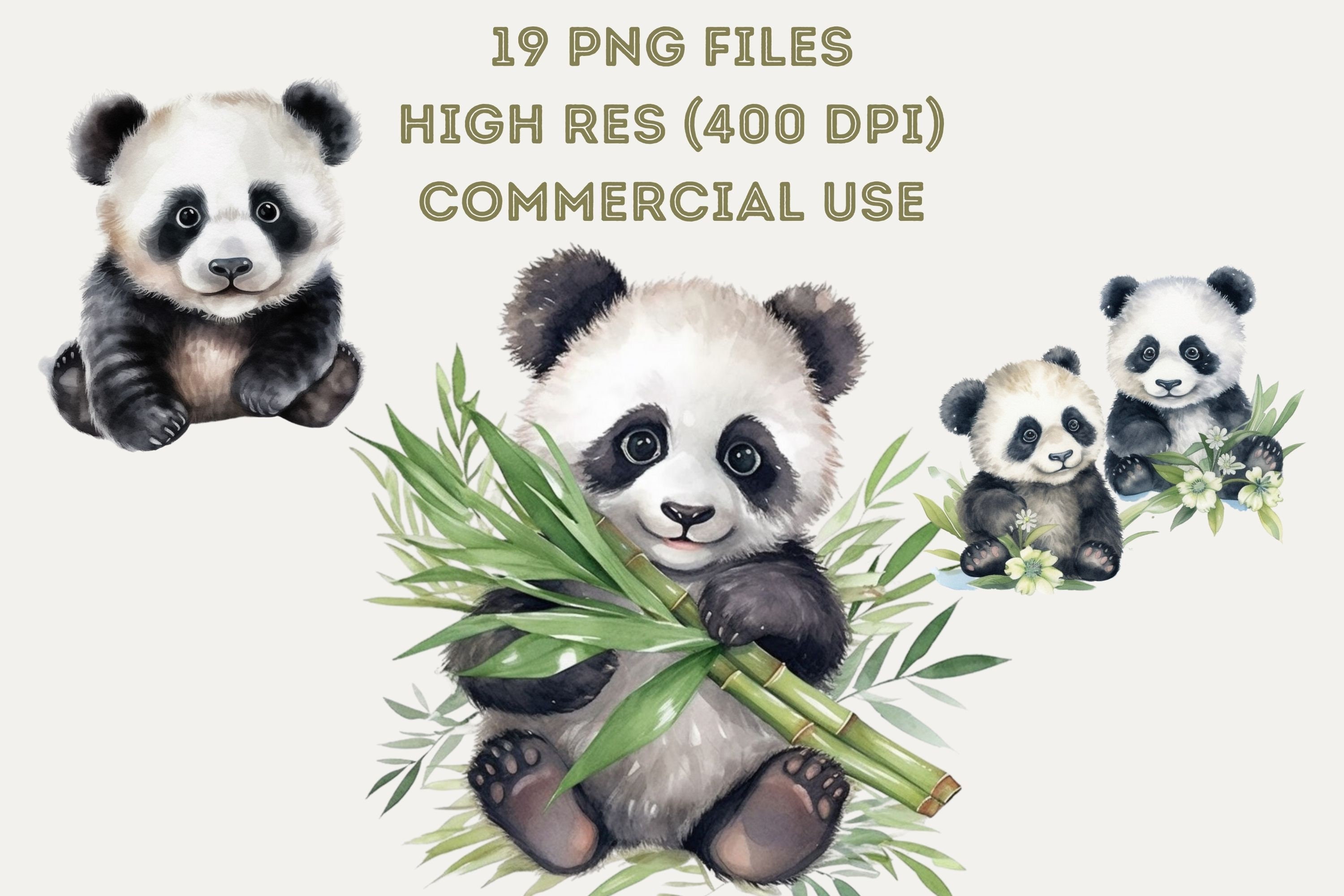 Watercolor Panda Clipart Bundle, Cute Baby Pandas Digital Art for ...
