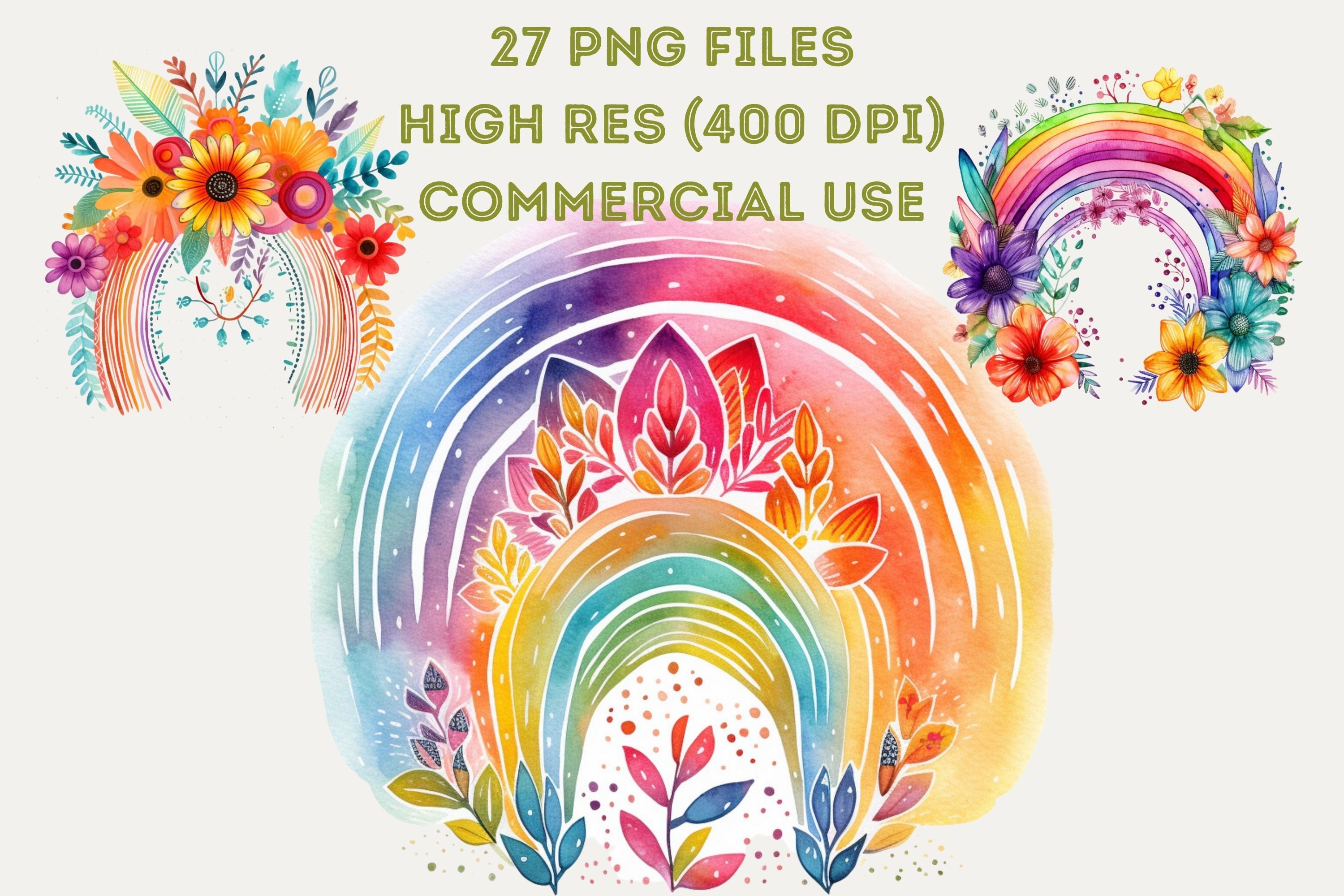 Watercolor Rainbow Clipart Bundle Pastel Rainbow PNG Pride Month ...