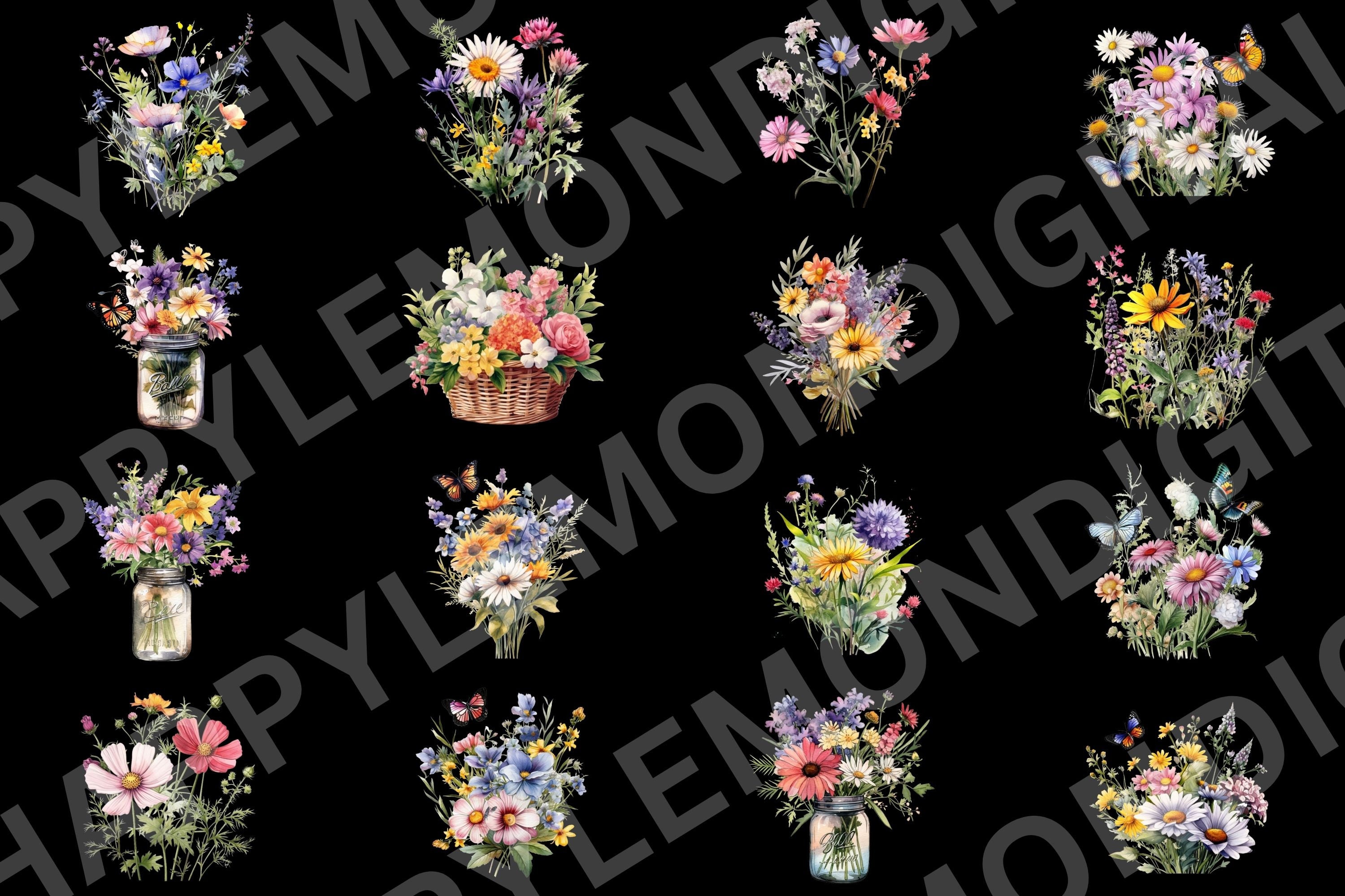 Watercolor Wildflower Clipart Bundle Wildflower Print Plant - Etsy