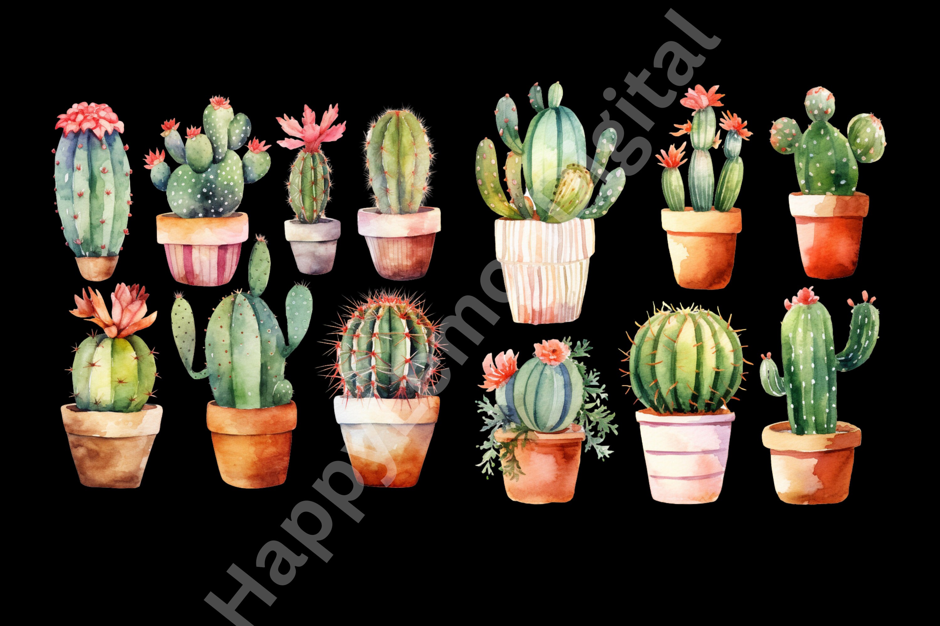 Plant Clipart Watercolor Cactus Indoor Plant Gardening Plant Lover ...
