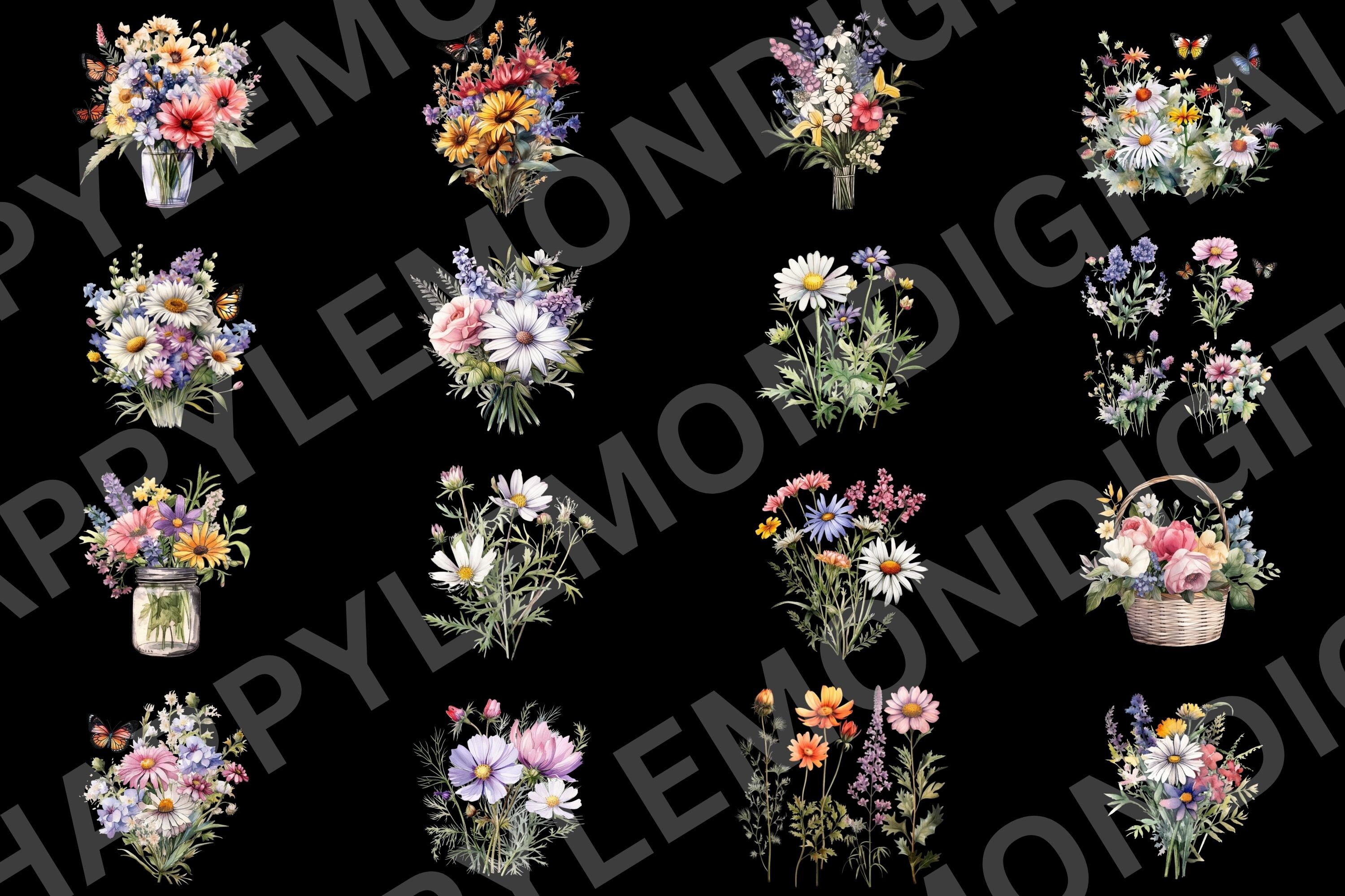 Watercolor Wildflower Clipart Bundle Wildflower Print Plant - Etsy