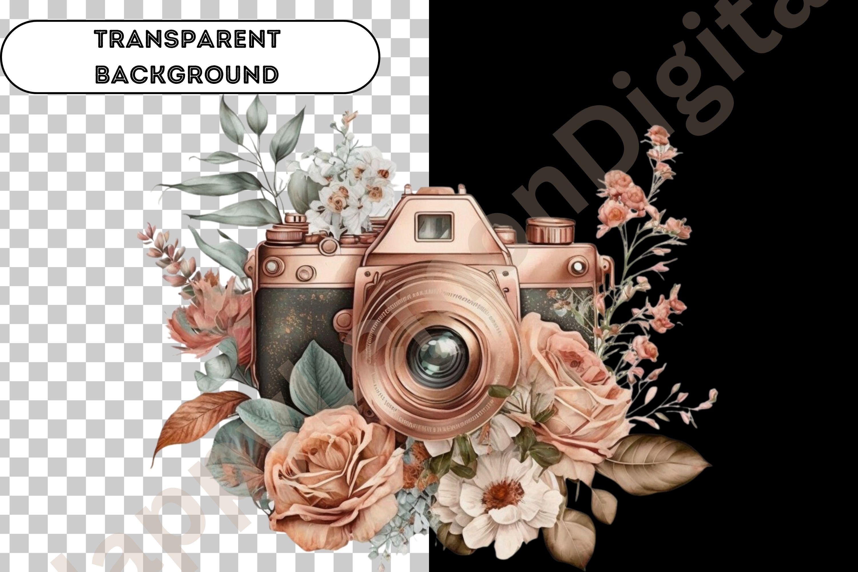 Vintage Camera Clipart Bundle Watercolor Floral Photographer Gift ...