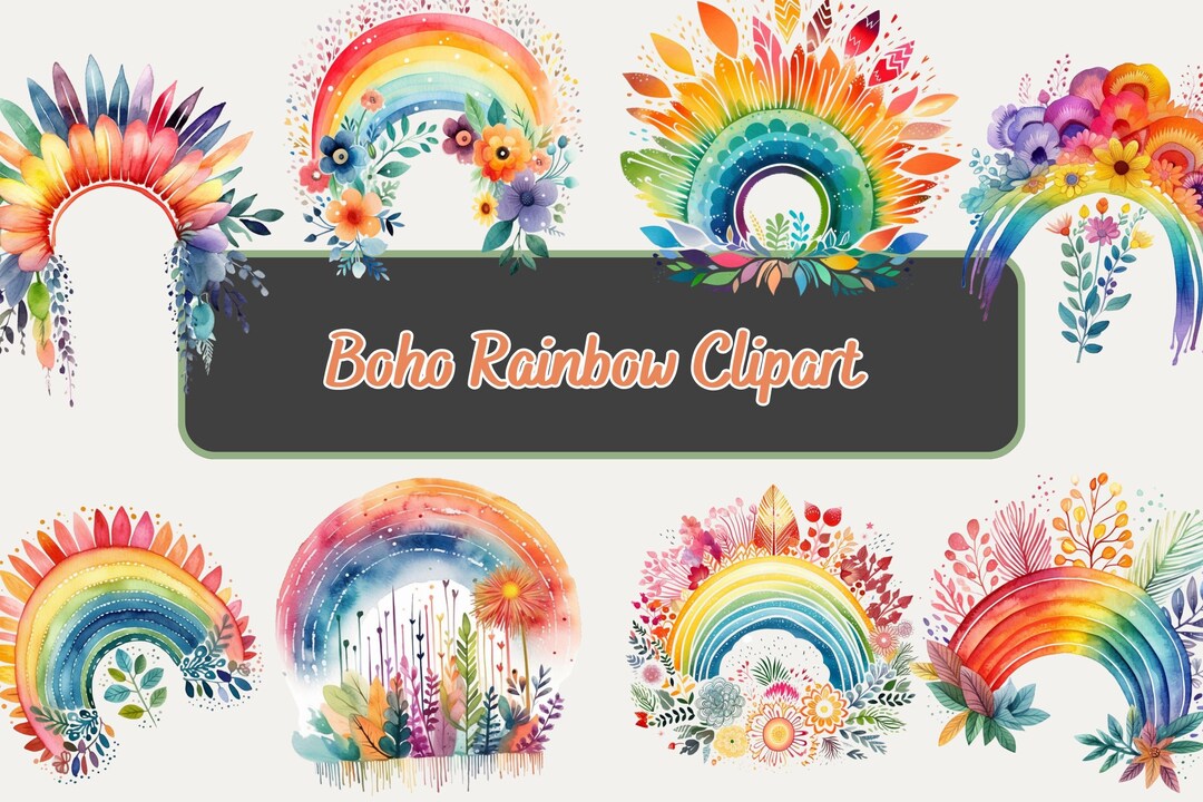 Watercolor Rainbow Clipart Bundle Pastel Rainbow PNG Pride Month ...