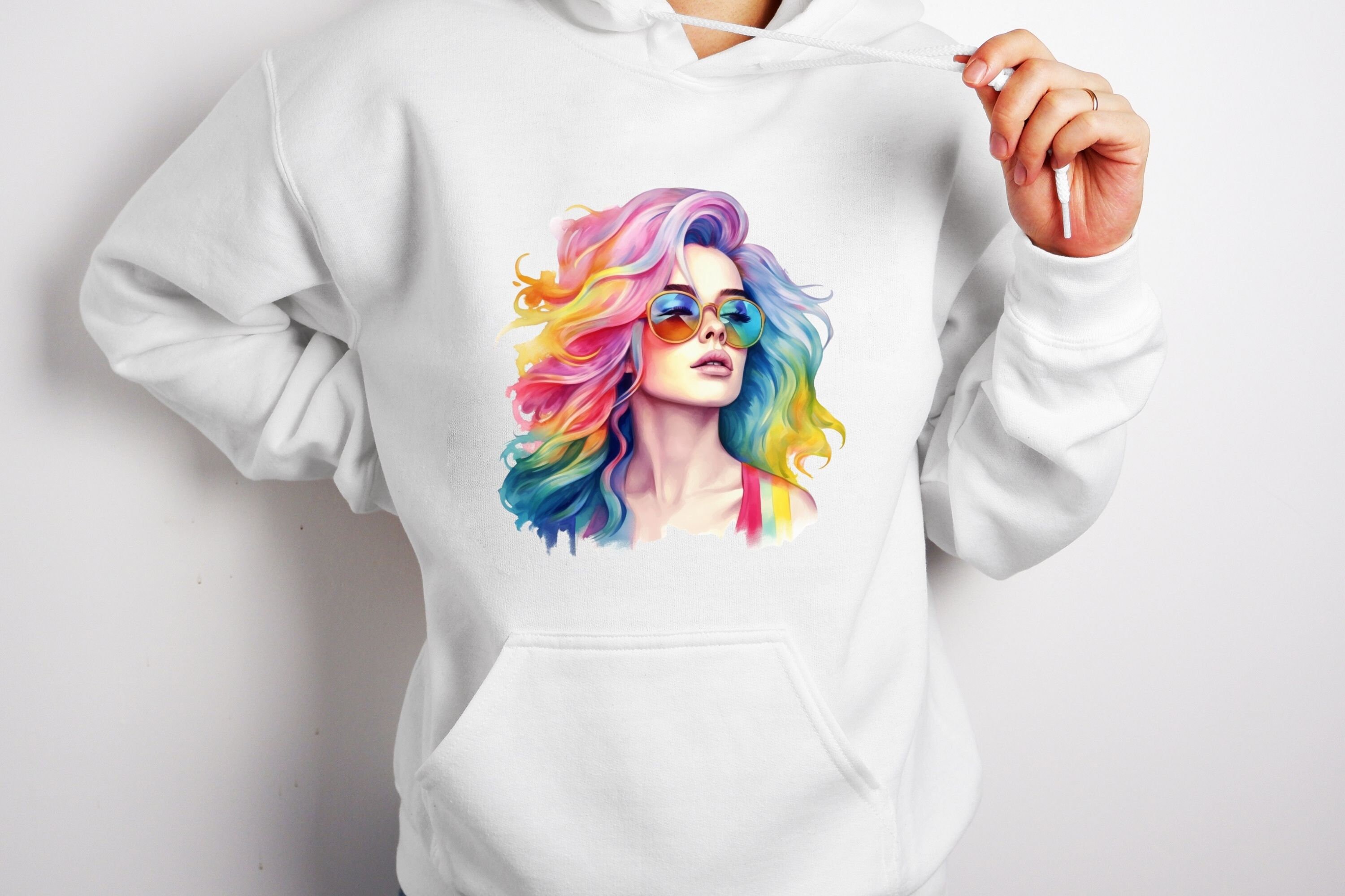 Watercolor Girl Clipart Bundle Girls With Rainbow Hair PNG Pride Shirt ...