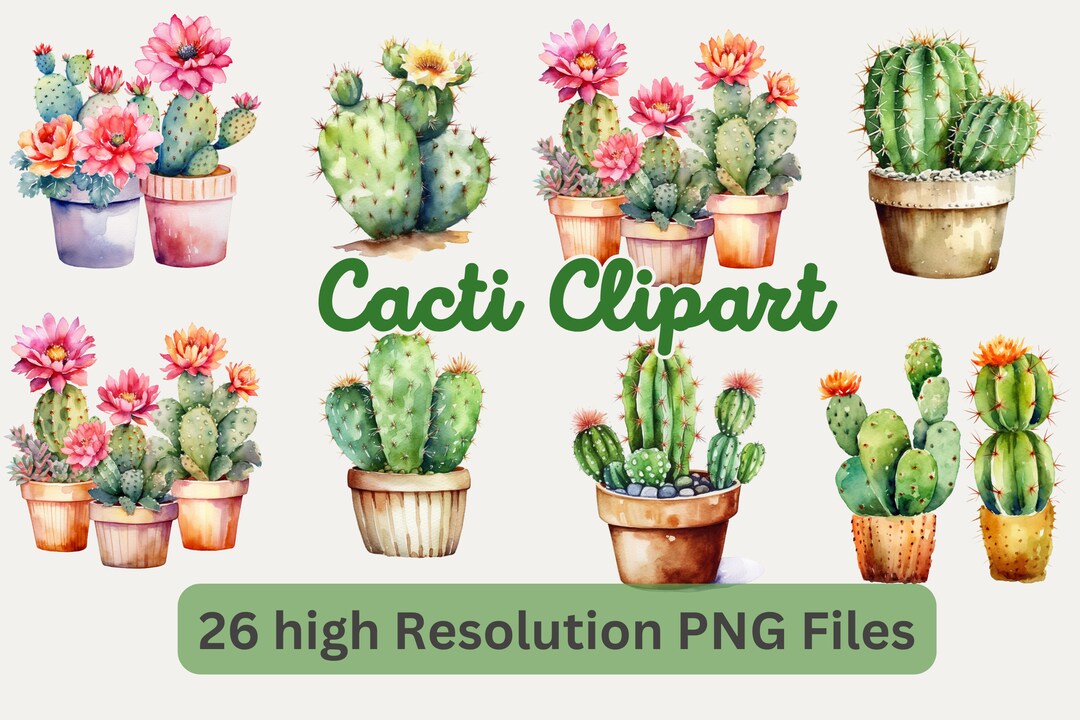 Plant Clipart Watercolor Cactus Indoor Plant Gardening Plant Lover ...