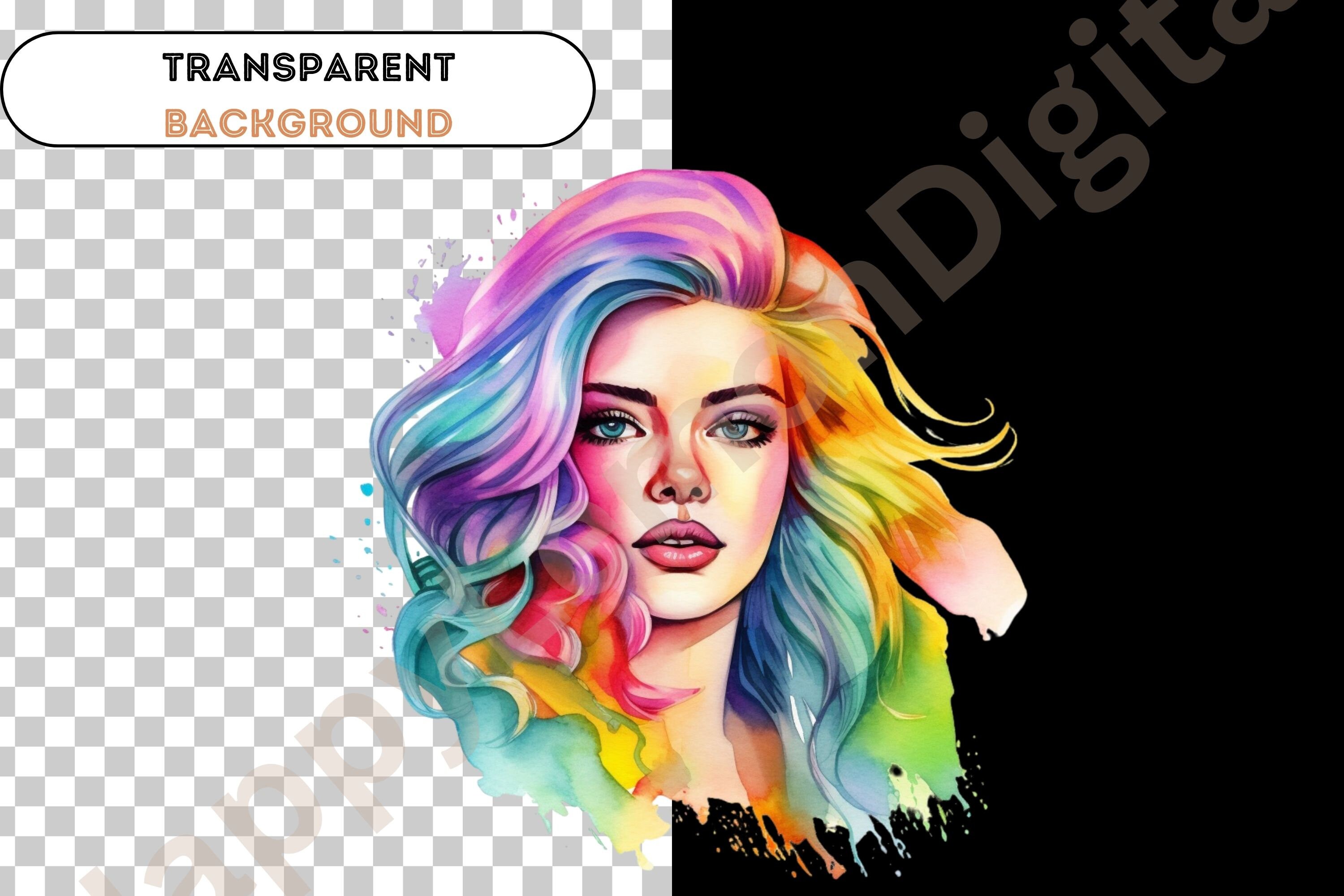 Watercolor Girl Clipart Bundle Girls With Rainbow Hair PNG Pride Shirt ...