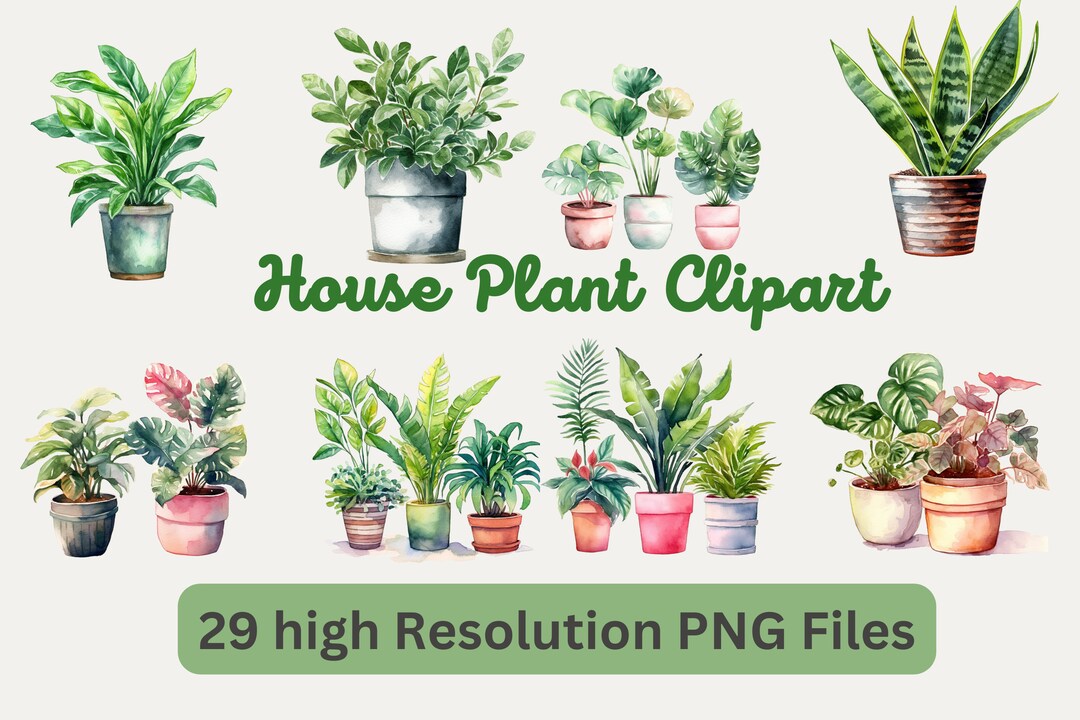Plant Lover Clipart Watercolor House Plant Indoor Plant Gardening Wall ...