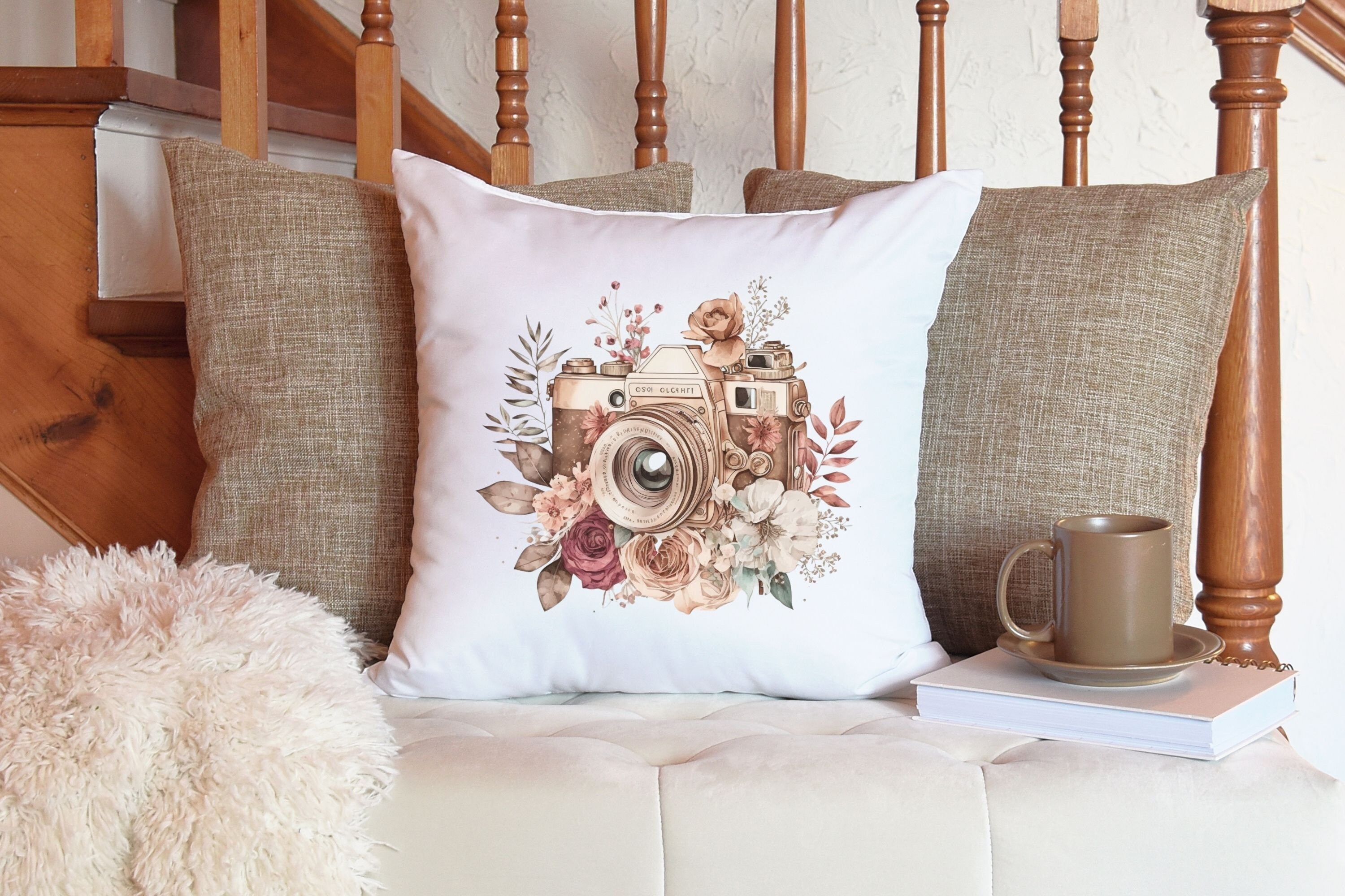 Vintage Camera Clipart Bundle Watercolor Floral Photographer Gift ...