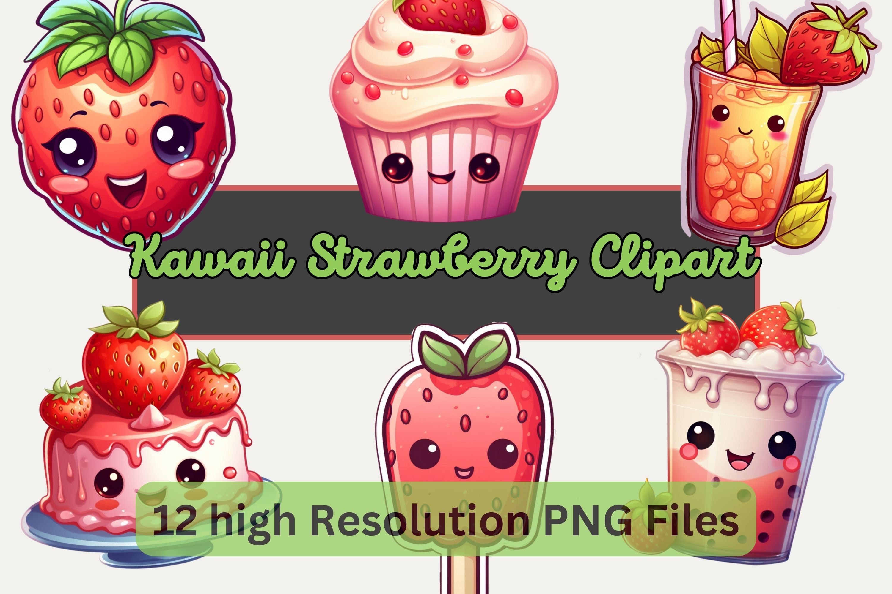 Kawaii Clipart Bundle Cute Food Clip Art PNG Graphics Planner Printable ...