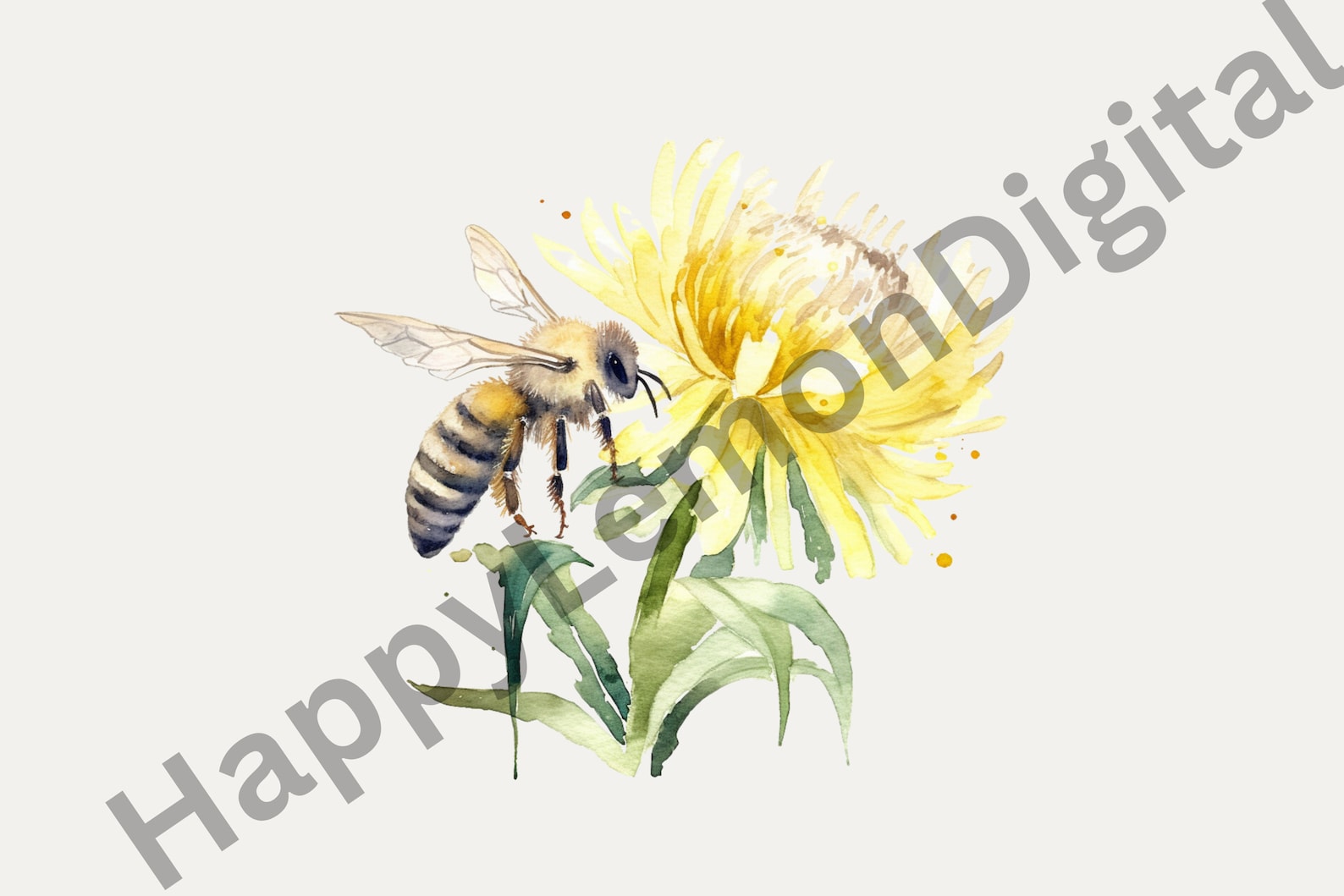 Honey Bee Watercolor Clipart Pngs for Digital Art, Scrapbooking, Print ...