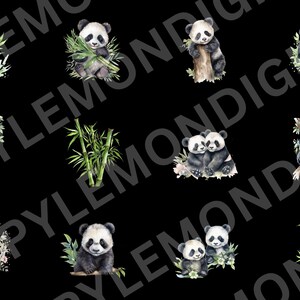 Watercolor Panda Clipart Bundle, Cute Baby Pandas Digital Art for ...