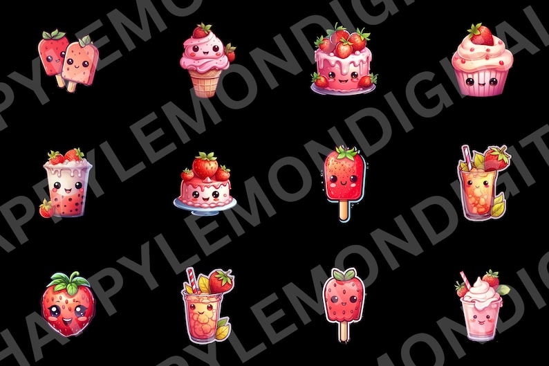 Kawaii Clipart Bundle Cute Food Clip Art PNG Graphics Planner Printable ...