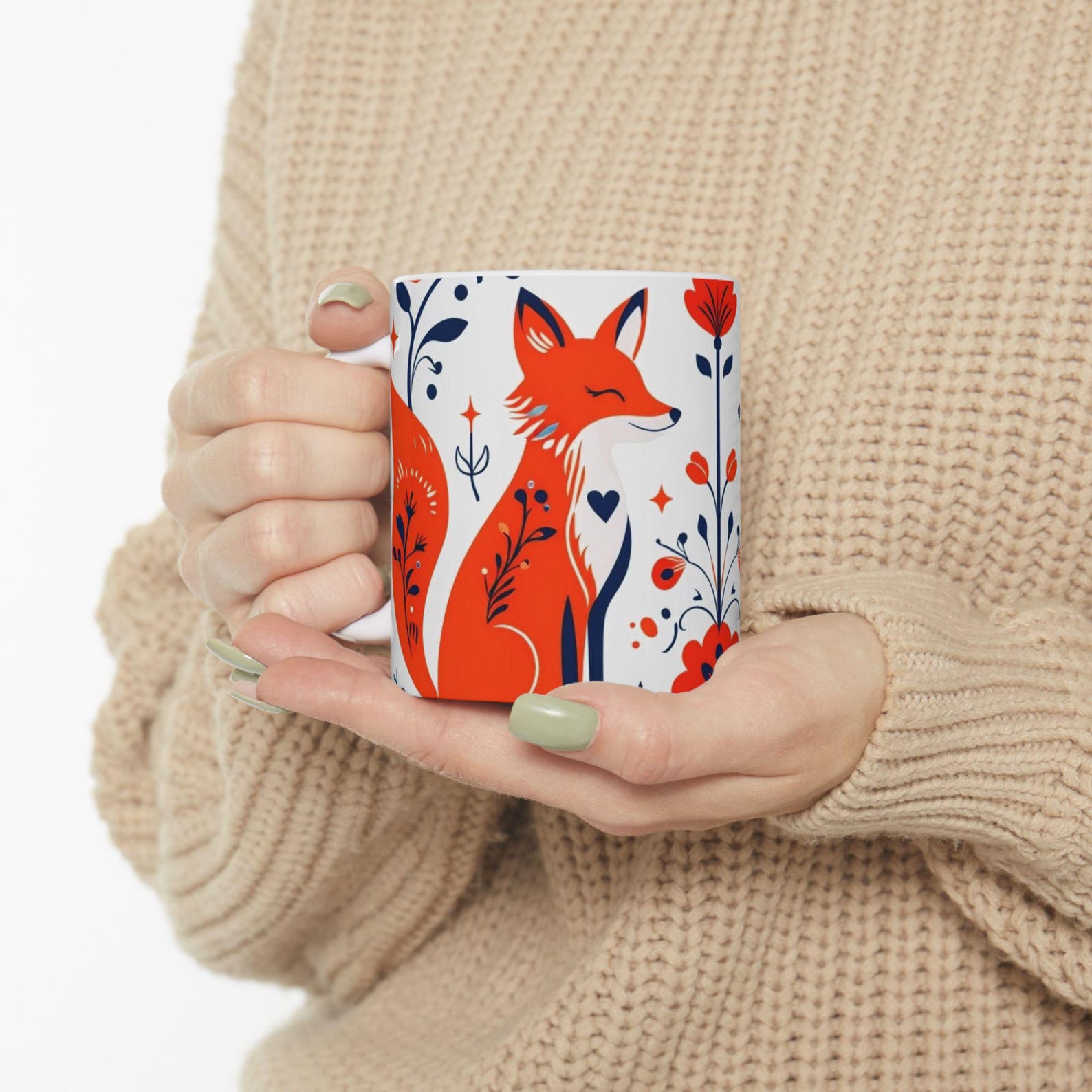 Fox Ceramic Mug, Cute Animal Coffee Cup, Woodland Creature Tea Mug ...