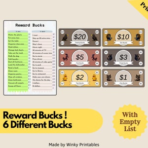 Kids Reward Bucks, Behavior Chart for Kids - Etsy