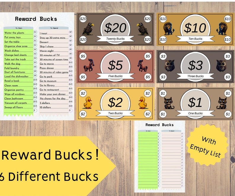 Kids Reward Bucks, Behavior Chart for Kids - Etsy
