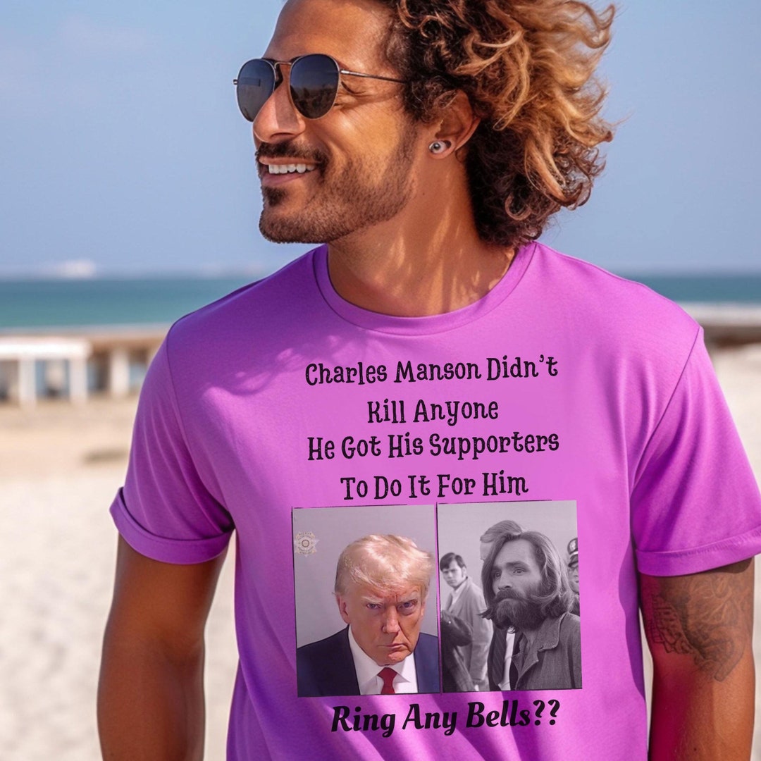 Trump Mugshot/charles Manson T-shirt: Unisex Heavy Cotton Political Tee ...