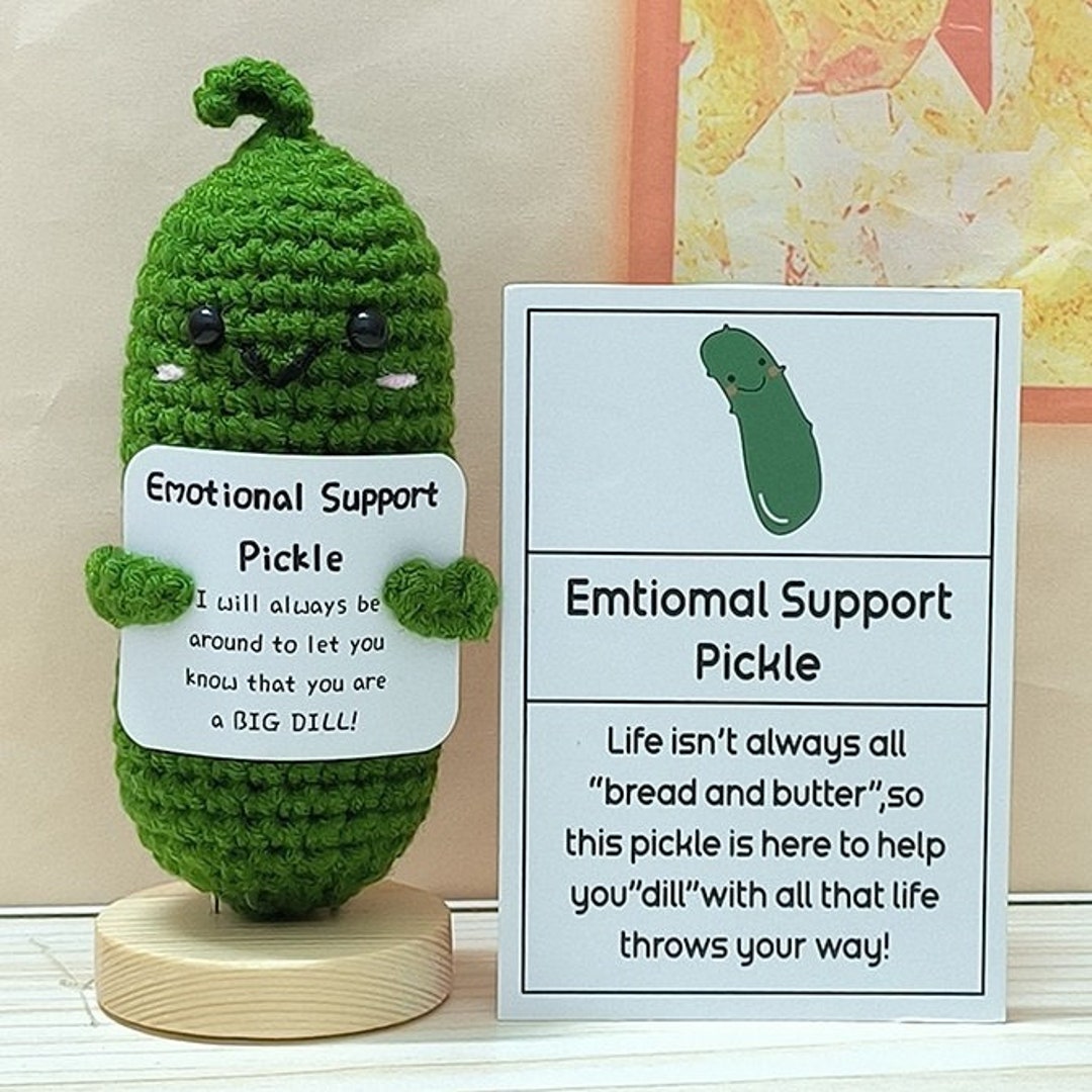 Emotional Support Pickle Positive Pickle Crochet Cucumber - Etsy UK