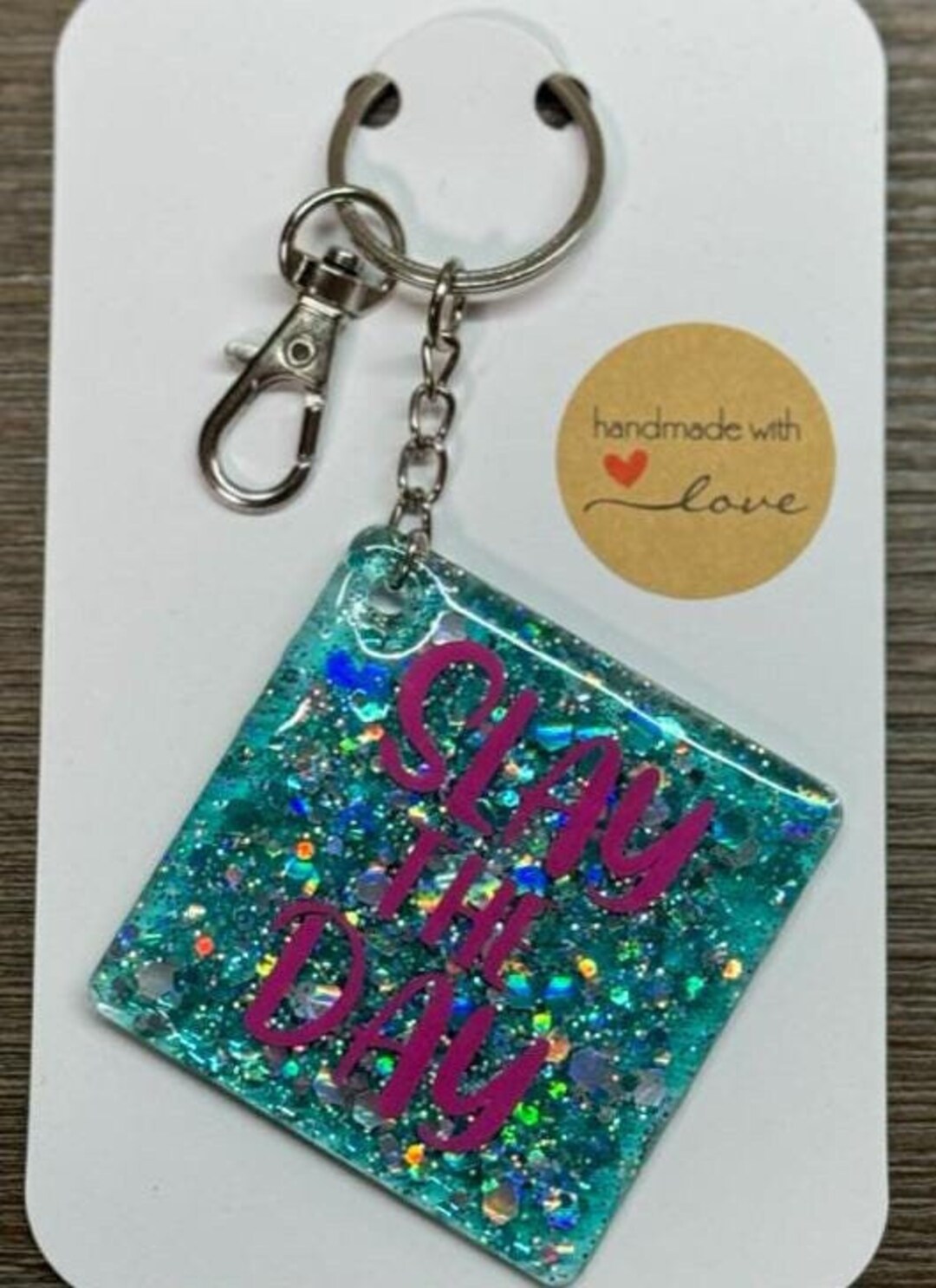 Slay the Day - Glitter Keychain - Acrylic and Resin Keychain - Etsy