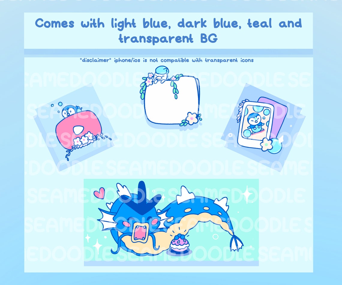 Cute Water Type Ios & Android App Icons Home Screen Set - Etsy