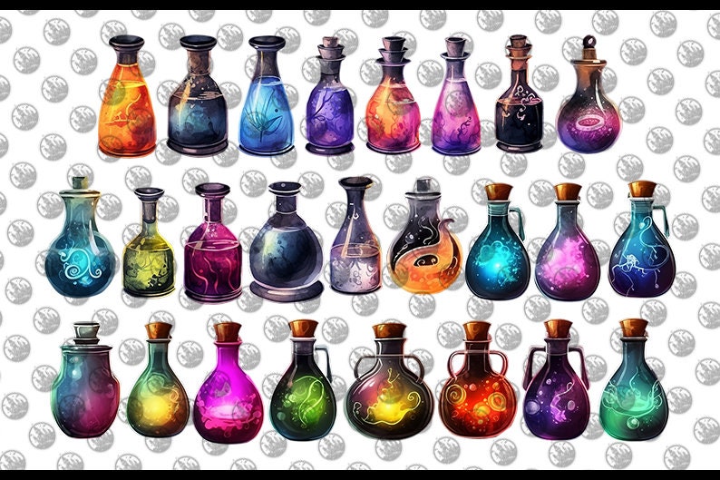 Fantasy Potions Clipart Bundle 25 Png Transparent Images - Etsy UK