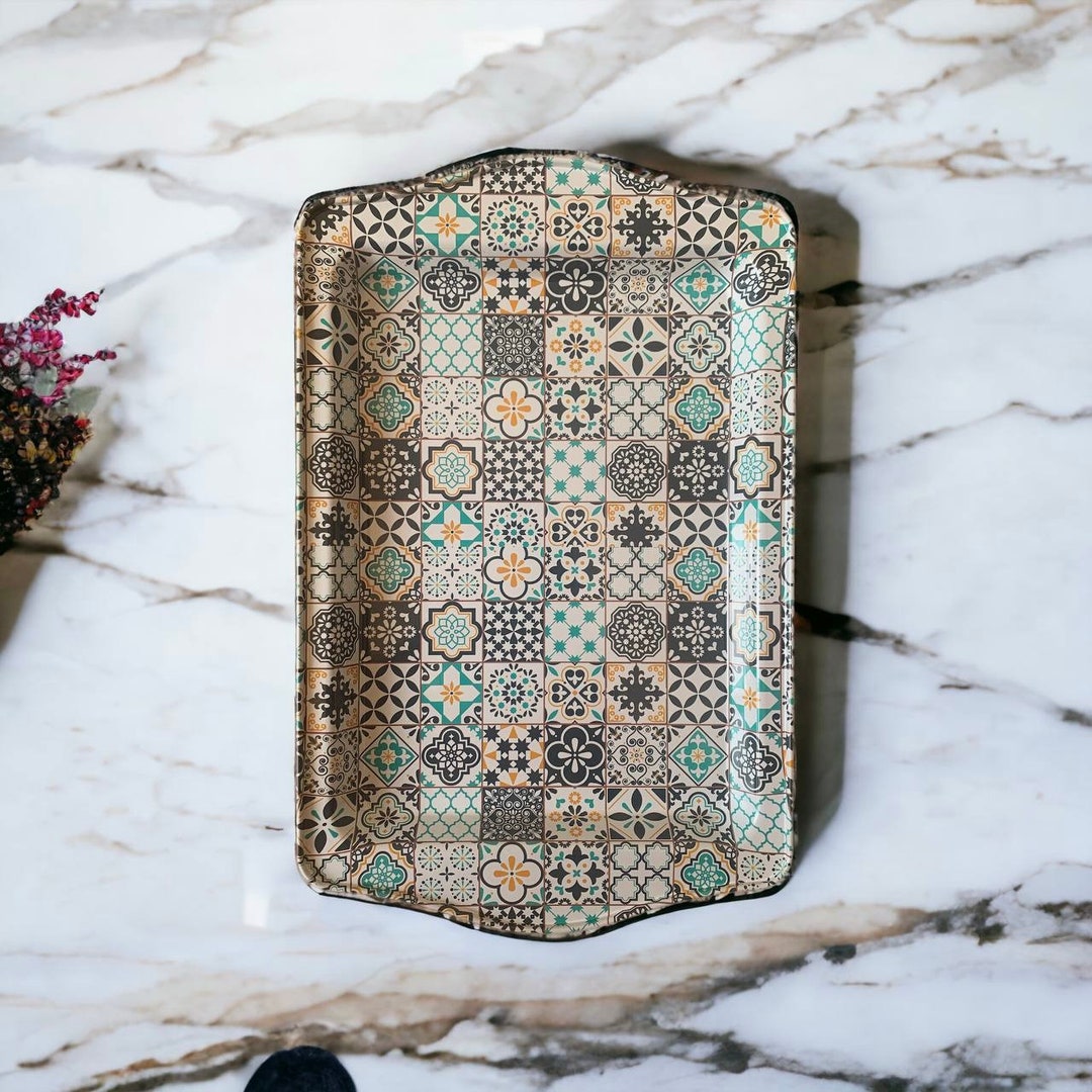 Mandala Design Tray Set I Set of 2 I Turkish Tea Tray Set I Turkish ...