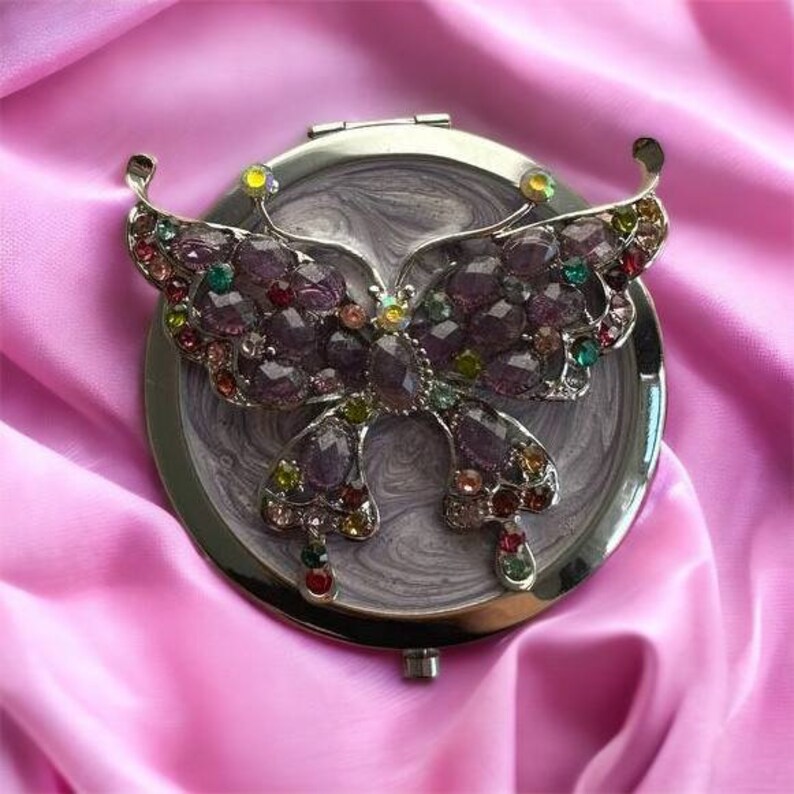 Vintage Butterfly Compact Mirror: Elegant Dual Mirror (3 Inch) - Etsy
