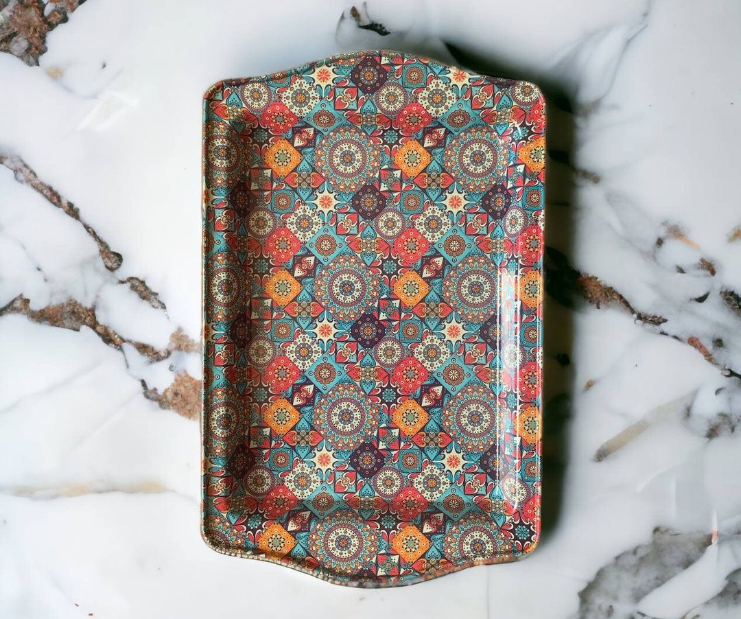 Mandala Design Tray Set I Set of 2 Option I Turkish Tea Tray Set I ...
