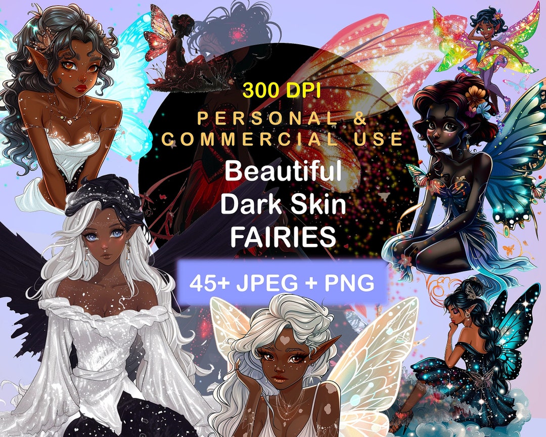 45+ African American Fairies Clipart Bundle, Dark Skin Fairies ...