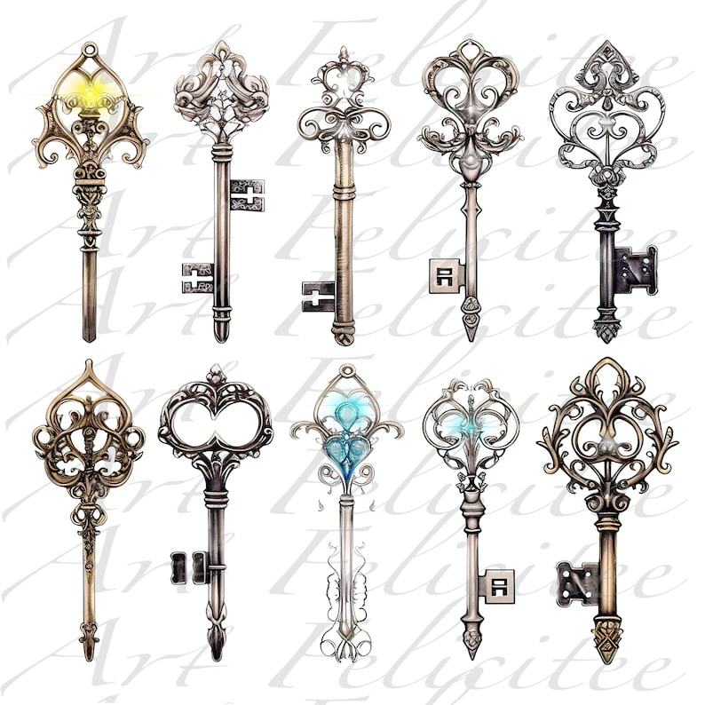 50+ Keys Clipart, Key PNG, Fantasy Keys Jpg, Gothic Keys, Ornate Key ...